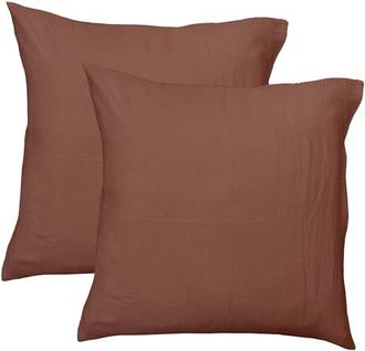 Matt & Rose Taies doreiller Unies Double Gaze DE Coton 65x65cm | 100% Coton de qualit&eacute; sup&eacute;rieure | Oeko-TEX | Taies doreiller 65x65cm | Chocolat