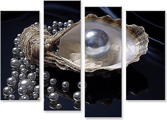 Islandburner Tableau sur Toile Perle en Coquille dhu&icirc;tre Ouverte Cadre Affiche Poster Murale Tableaux