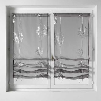 HOME MAISON 813182 2 Stück, Etamin, Bedruckt, Polyester, Garn, 45 x 160 cm, grau