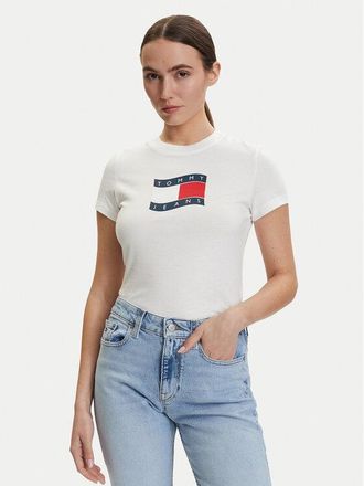 Tommy Jeans T-Shirt DW0DW22781 &Eacute;cru Regular Fit