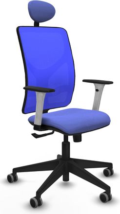 Piqueras y Crespo Gepolsterter B&uuml;rostuhl mit schwarzen und wei&szlig;en Armlehnen, h&ouml;henverstellbare Lendenwirbelst&uuml;tze und festes Kopfteil, ausgestattet mit 3 Positionen, Bl