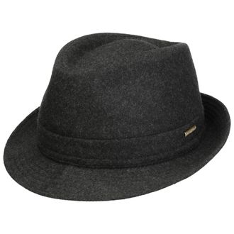 Stetson Benavides Trilby Wollhut Damen Herren Made in Italy Winter Hut Teflon-Beschichtung Herbst Winter anthrazit 55 cm