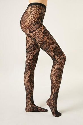 Calzedonia Netzstrumpfhose Mit Blumenmuster Schwarz