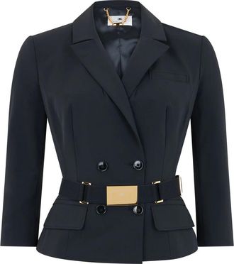 Elisabetta Franchi Femme, Vestes, Noir, Taille: 38 FR Manteaux