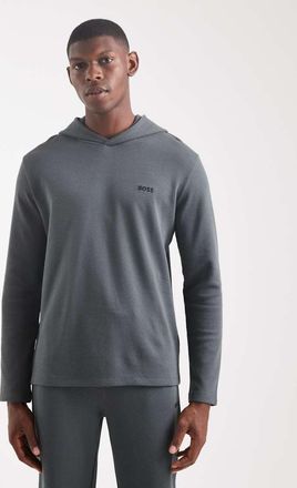 HUGO BOSS BOSS Bodywear - Lounge-Kapuzenpullover in Mittelgr&uuml;n mit Waffelstruktur