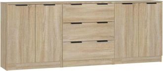 vidaXL Buffets 3 pcs Ch&ecirc;ne sonoma Bois ding&eacute;nierie Vidaxl