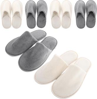IFUNDOM Ciieeo Lot de 6 Paires de Pantoufles dInt&eacute;rieur dH&ocirc;tel Lavables en Polaire Corail Couleurs Citron Jaune et Gris &Eacute;toil&eacute; Unisexes Confortables et R&eacute;util