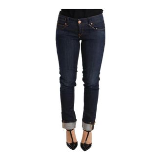 Acht Blaue Gewaschene Low Waist Skinny Denim Jeans - - Jeans - Damen - Blau - W26