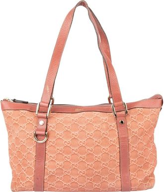 Gucci Crossbody Bags - Gucci Pink Suede Monogram Abbey Handbag - Gr. unisize - in Gold - für Damen