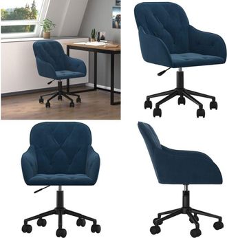vidaXL Vidaxl - Chaise pivotante de bureau Bleu Velours - Chaise De Bureau - Chaise Ergonomique - Fauteuil De Bureau - Velours - Bleue - Home & Living