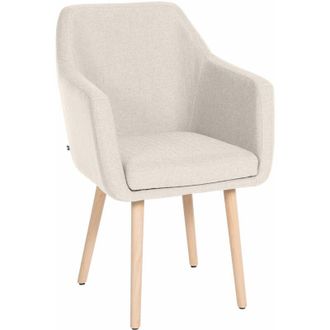 Clp Chaise de fauteuil &eacute;l&eacute;gante en tissu de base naturelle avec divers accoudoirs Couleur : Cr&egrave;me