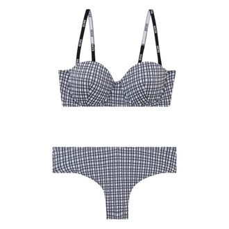 GCDS Vichy Bikini - - Swimwear - Damen - Schwarzk - L