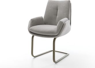 DELIFE Freischwinger Clea-Flex Strukturstoff Soft Grau Freischwinger flach Effektfinish Titan, Esszimmerst&uuml;hle