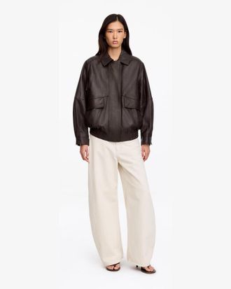 Arket Lockere Lederjacke -Braun