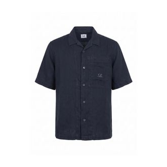 C.P. Company Hemd mit kurzen &Auml;rmeln und Logo-Stickerei - - Shirts - Herren - Blau - M