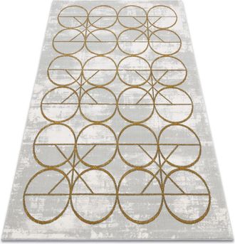 RugsX Exklusiv EMERALD Teppich 1010 glamour, stilvoll Kreise creme / gold beige 140x190 cm