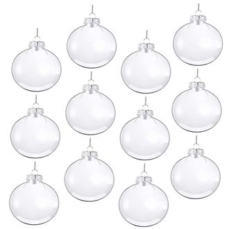 Cabilock 20 St&uuml;ck Weihnachtsbaum Anh&auml;nger Dekoration Bef&uuml;llbare Runde Scheibenornamente Durchsichtige Weihnachtskugeln Durchsichtiges Scheibenornament Durchsic