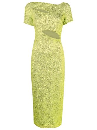 Gloria Coelho robe brodée de sequins à découpes - Vert