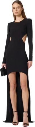 Elisabetta Franchi Femme, Robes, Noir, Taille: 44 FR Robe de Soir&eacute;e Fourreau en Cr&ecirc;pe