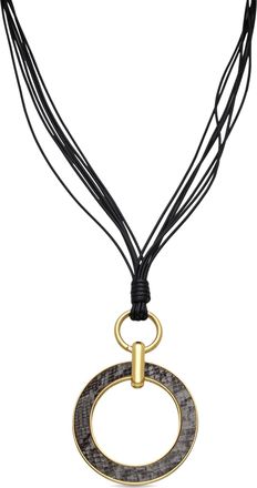 Luxenter Collar de Cuero Negro acabado en oro amarillo de 18K - Phiae