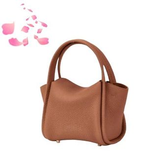 Generic Mini sac seau en cuir de vachette pour femme, sac &agrave; main classique l&eacute;ger, sac &agrave; bandouli&egrave;re tendance, portefeuille &agrave; bandouli&egrave;re amovible, marron dor&eacute;