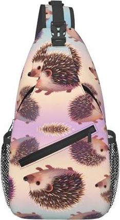 Generic L&eacute;ger Sacoche Tactique Illustrations de h&eacute;rissons mignons Sacs &agrave; Bandouli&egrave;re Mode Sac Poitrine pour Randonn&eacute;e Femme Cyclisme