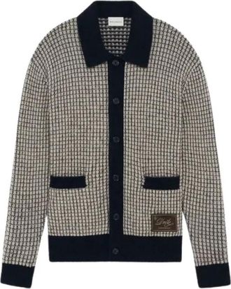 Dr&ocirc;le de Monsieur Cardigan en maille gaufr&eacute;e Dr&ocirc;le Patch - Homme - Pulls - Bleu - Taille: XS