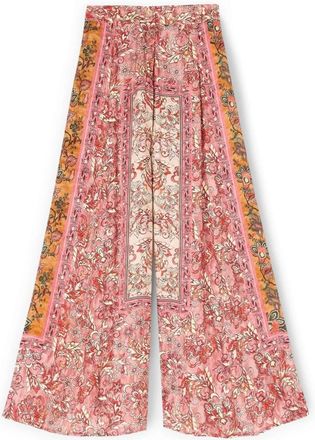Motivi Femme, Pantalons, Rose, Taille: 46 FR Pantalon palazzo en satin imprim&eacute;