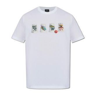 Paul Smith Homme, Tops, Blanc, Taille: 2XL T-shirt à Imprimé Coloré