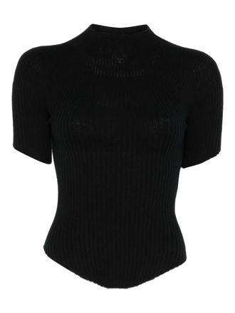 Courrèges t-shirt côtelé - Noir