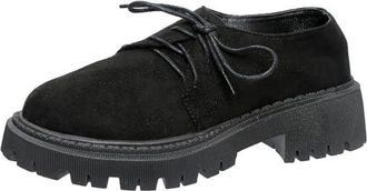 Generic Mocassins pour femme en cuir de style r&eacute;tro avec talon plat, bout rond, semelle plate, mocassins, semelle souple, chaussures en daim, chaussures sans 