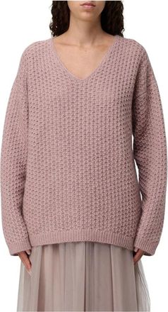 Fabiana Filippi Femme, Pulls, Rose, Taille: 44 FR Pull en maille uni &agrave; col en V