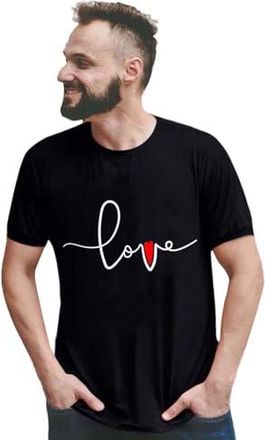 Generic T-shirt d&eacute;contract&eacute; &agrave; manches courtes et col rond pour homme de couleur unie 2026 (3), Noir, XXL