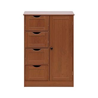 Mobili Rebecca Penderie autoportante, Armoire Brune, 4 tiroirs 1 Porte, pour Salle de Bain Cuisine entr&eacute;e - Dimensions HxLxP : 82 x 56 x 30 cm - Art. RE6735
