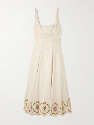 Agua Bendita Pistilo Cordillera Midikleid Aus Webstoff In Metallic-optik Mit Stickereien - Neutral