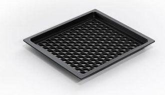 AMT Gastroguss Grille de barbecue ouverte GN 2/3 35,5 cm x 32,5 cm avec motif BBQ, grille plate sans poign&eacute;es, fonte daluminium, finition anti-adh&eacute;sive Lotan, AMZN-2