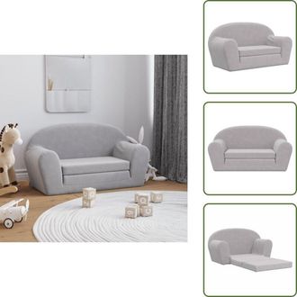 vidaXL Canap&eacute; enfant 2 places - vidaXL Canap&eacute;-lit enfants 2 places gris clair peluche douce - Canap&eacute; enfant mousse