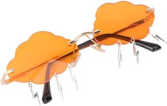 Hemobllo Lunettes de Soleil Nuage sans Monture Protection Uv400 Couleur Dor&eacute;e Orange Accessoire L&eacute;ger pour Photos et Soir&eacute;es Femme
