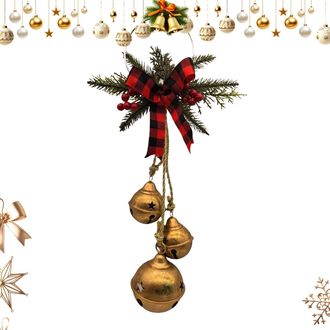 Generic Glocken-Ornamente f&uuml;r Weihnachtsbaum - Metall Rustikal Festlich, Schleifen-Baumaufh&auml;nger | Glocken-H&auml;nger Girlande Bastelset, F&uuml;r Haust&uuml;r, Wand, Kamin
