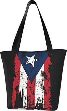 AOOEDM Drapeau de Porto Rico Vintage sac fourre-tout r&eacute;utilisable femmes sac &agrave; main d&eacute;contract&eacute; sacs &agrave; bandouli&egrave;re pour faire les courses &eacute;picerie voyage en 