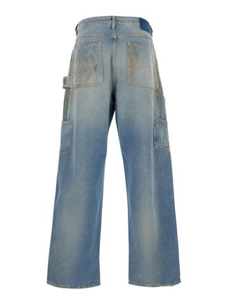 Golden Goose Mens Light Blue Jeans With Ripped Details Cotton