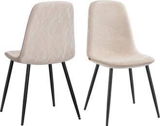 Vasagle Chaises de Salle &agrave; Manger, Lot de 2, Support M&eacute;tallique, Pieds R&eacute;glables, Nettoyage Facile, Chaises de Cuisine, Tissu Chenille, pu Textur&eacute; Glac&eacute;