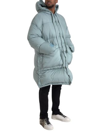 Dolce & Gabbana Light Blue Quilted Hooded Puffer Jacket Men Nylon Clothing