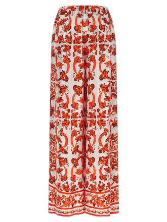 Dolce & Gabbana Womens Orange Silk Flared Pants
