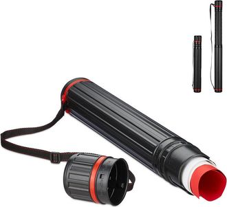 Relaxdays Relaxdays - 10 x Teleskop Posterrolle, bis Größe A0, verstellbarer Tragegurt, Schraubdeckel, 64 - 107 cm, Kunststoff, schwarz