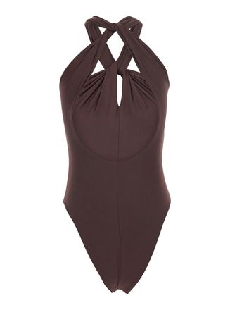Federica Tosi Womens One-Piece Swimsuit Brown Polyamide Swimwear Sea Clothing