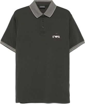 Emporio Armani Logo-embroidered Striped-collar Polo Shirt