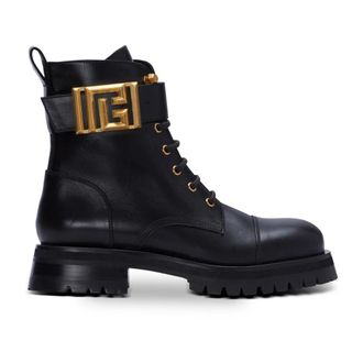 Balmain Charlie Leder Ranger Stiefel - - Shoes - Damen - Schwarzk - 41 EU