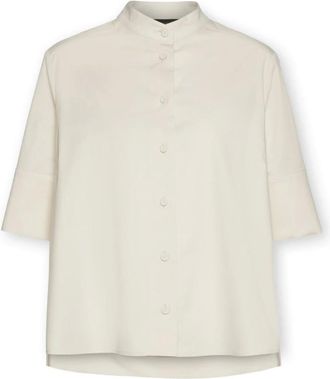 Elena Miro Femme, Blouses et Chemises, Beige, Taille: 56 FR Chemise Boutonn&eacute;e &agrave; Col Mao
