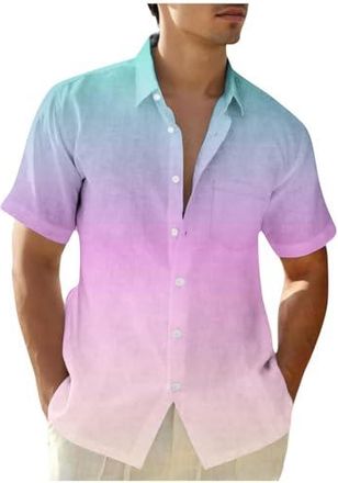 Generic Chemise &agrave; manches courtes pour homme, style d&eacute;contract&eacute;, classique, col rabattable, &eacute;l&eacute;gant, extensible, l&eacute;ger et confortable, chemise boutonn&eacute;e pour 